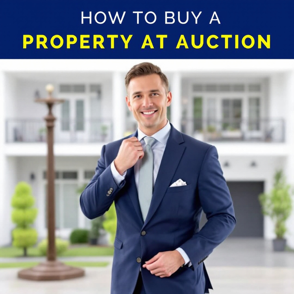 Property for sale by Auction A smiling man in a suit adjusts his tie ...