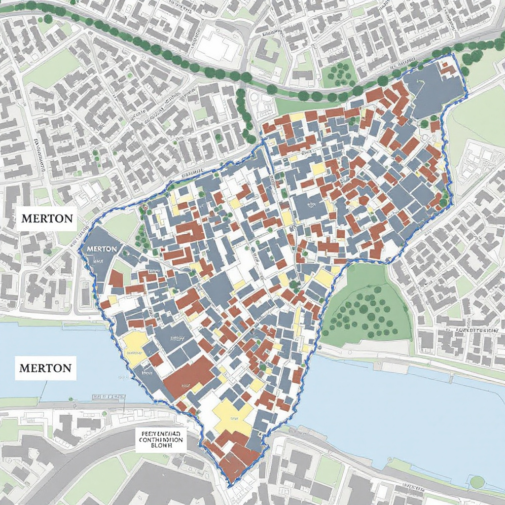 Property for sale by Auction A detailed map of Merton, showing a city's ...