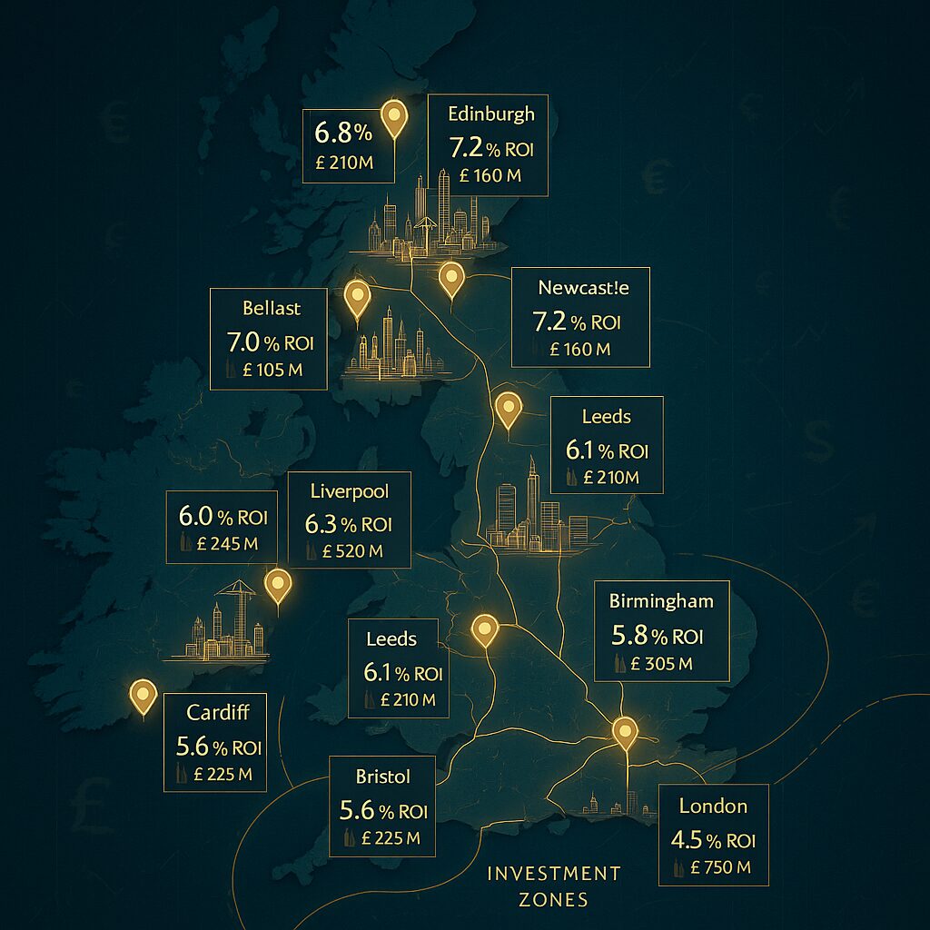 Property for sale A map of the UK showing cities with investment zones ...